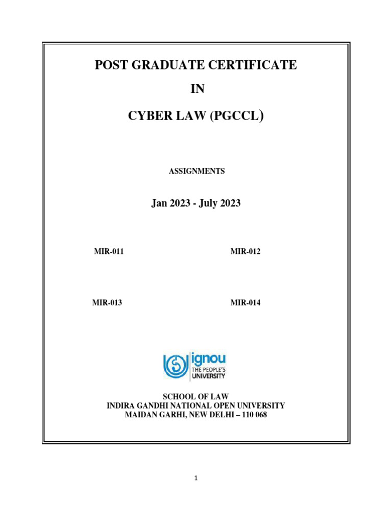PGCCL January 2023 Assignments | PDF | Cyberspace | Cybercrime