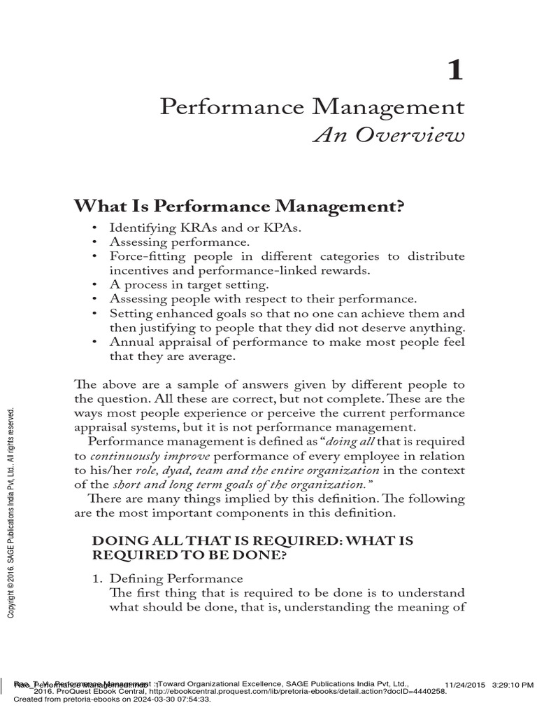 Performance Management Toward Organizational Excel... - (1 Performance ...