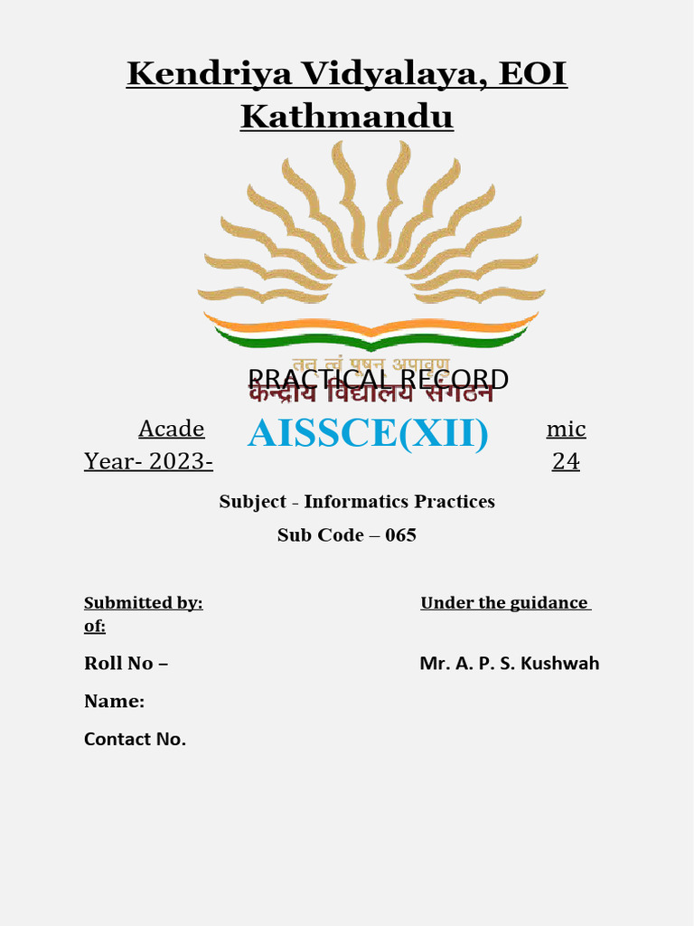 Practical File (Xii - Ip Final) | PDF