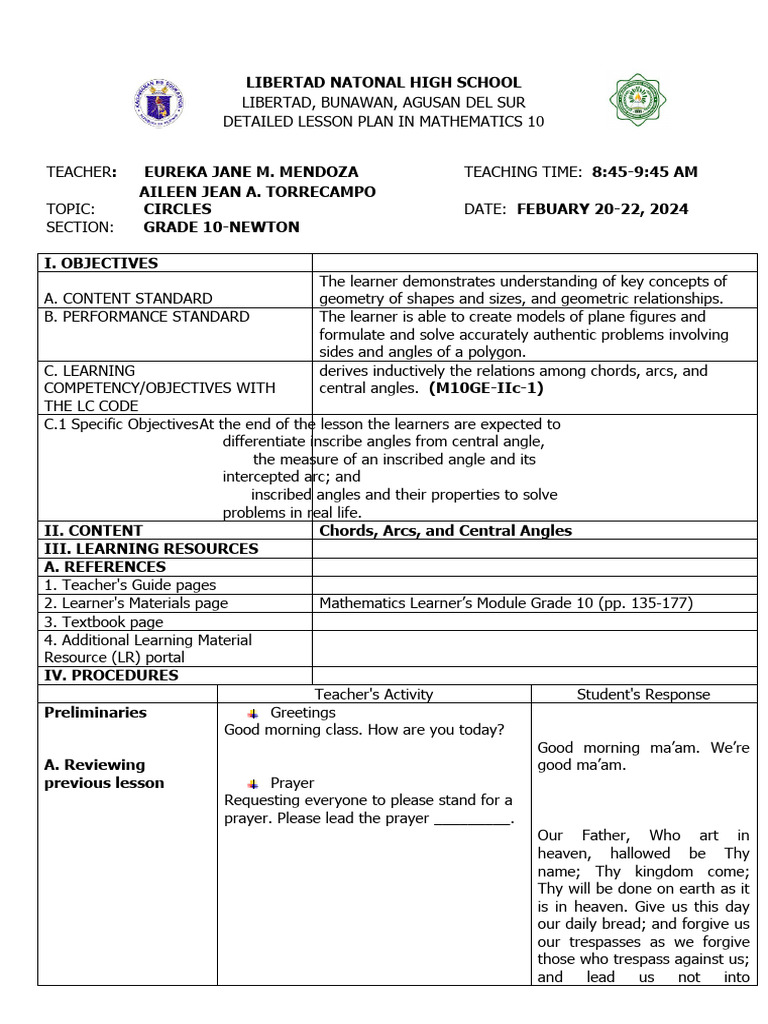 Arcs and Inscribed Angles Lesson B | PDF | Circle | Angle