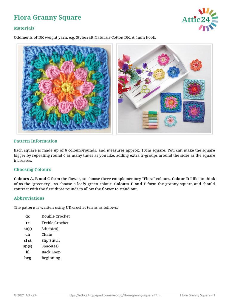 Flora Granny Square | PDF | Crochet | Handicrafts