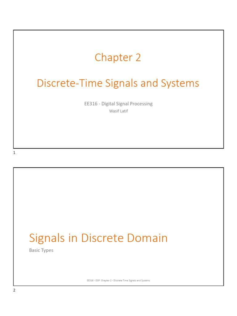 DSP - Chapter 2 - A - Discrete-Time Signals | PDF | Discrete Time And Continuous Time | Digital ...