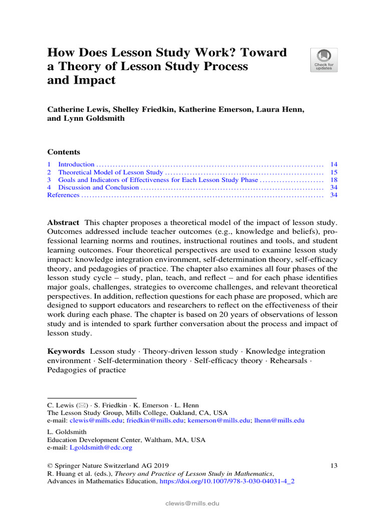 How Does Lesson Study Work? Toward A Theory of Lesson Study Process and Impact | PDF | Learning ...