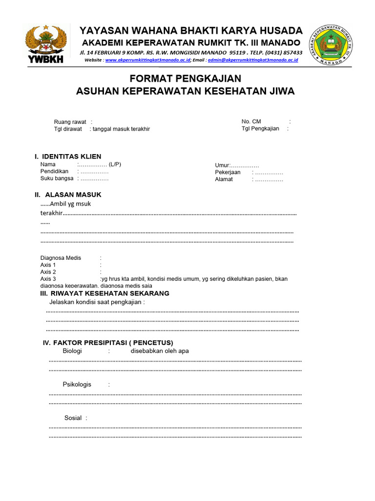 Format Askep Kep Jiwa | PDF | Pengembangan Diri | Kesehatan Holistik