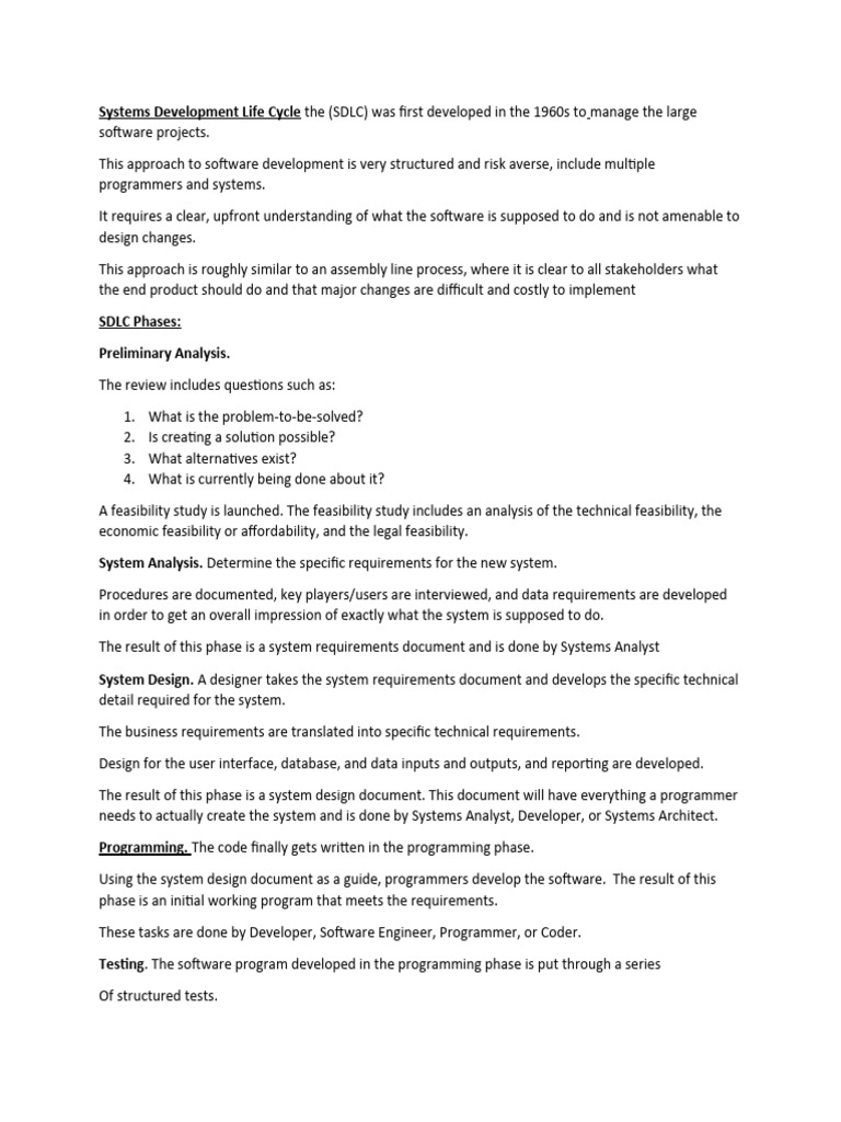 Mis System Development Lifecycle | PDF | Software Testing | Software ...