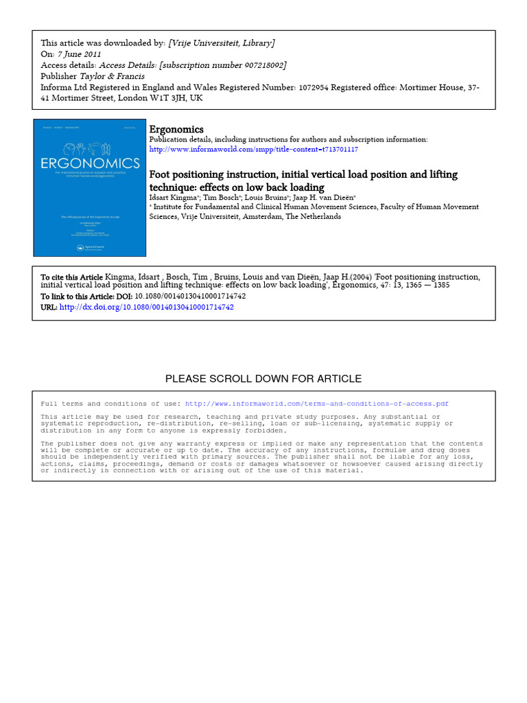 Emg Lifting | PDF | Force | Electromyography