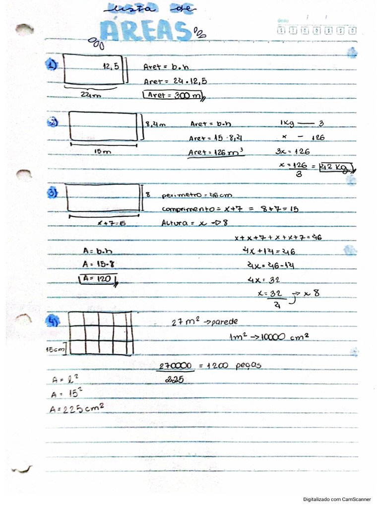 Áreas Lista (Matemática) | PDF