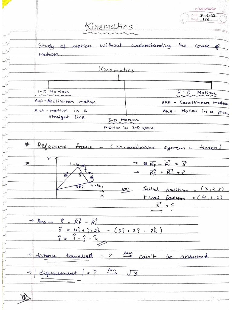 Kinematics 1d - 20231011 | PDF
