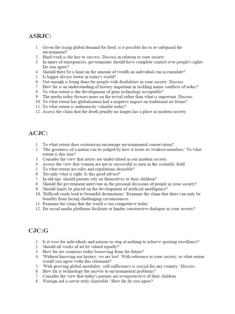 2023 GP Paper 1 Essay Topics | PDF | Society | Social Media