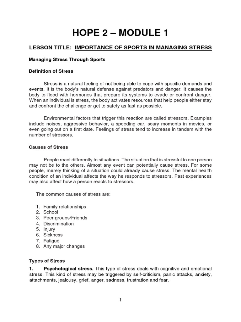 Hope 2 Module 1 | Download Free PDF | Stress (Biology) | Anxiety