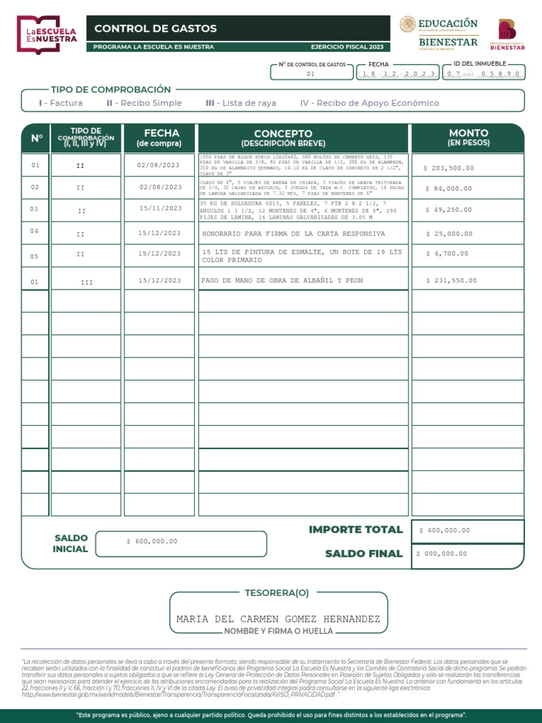 Control de Gasto 2023 | PDF