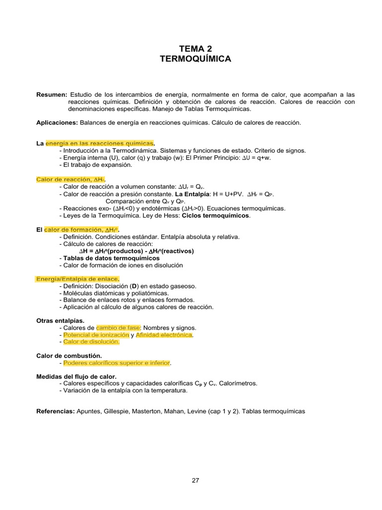 T2 Termoquímica | PDF | Entalpía | Reacciones químicas