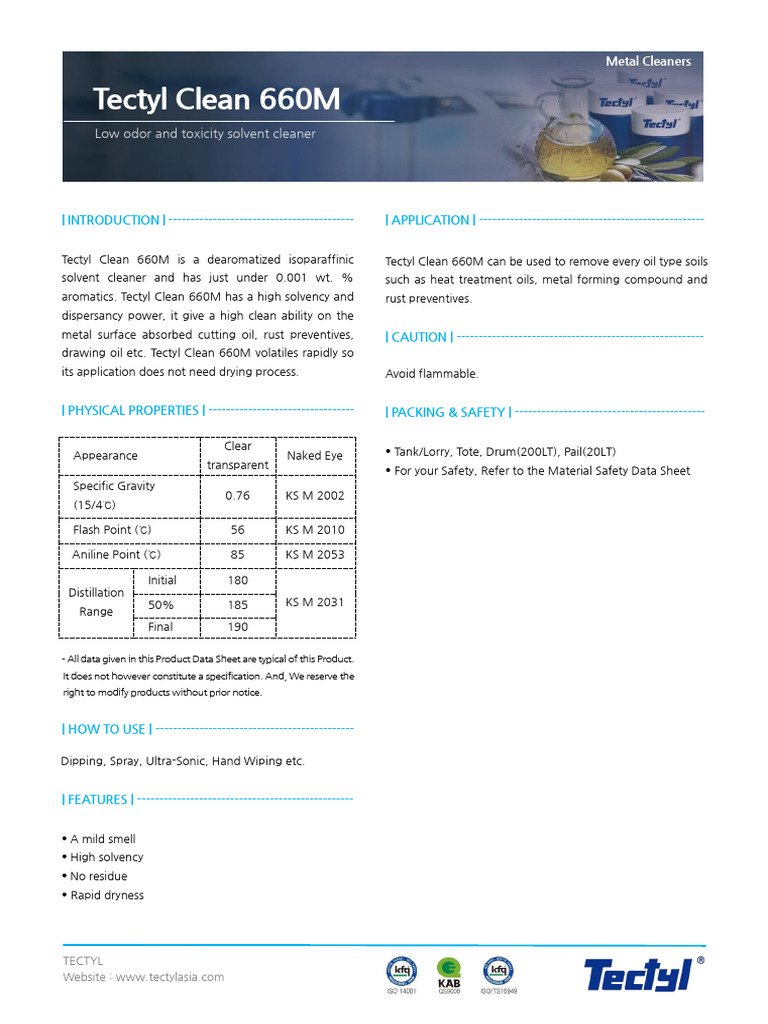 Tectyl Clean 660M PDS EN | PDF | Home & Garden | Technology & Engineering