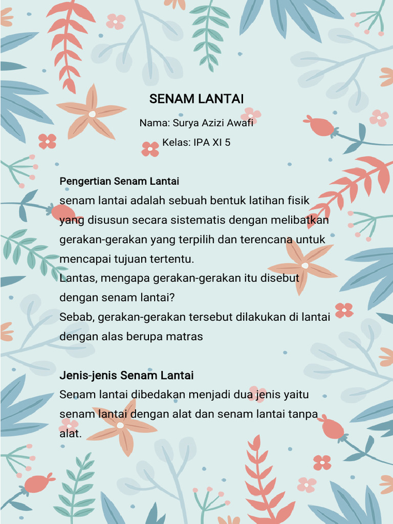 Contoh Tugas Pjok Materi Senam Lantai | PDF