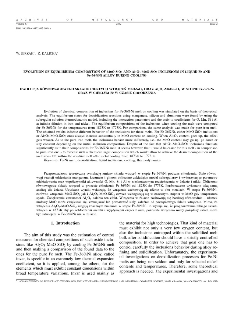 Evolution of Equilibrium Compositio | PDF