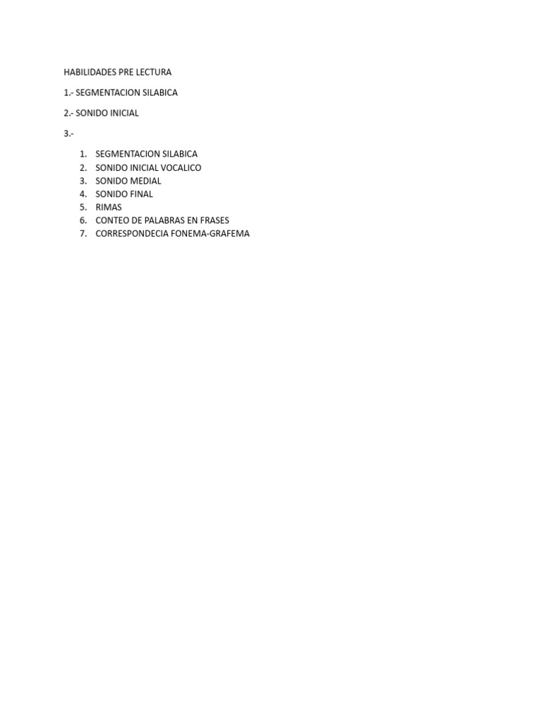 Habilidades Pre Lectura | PDF