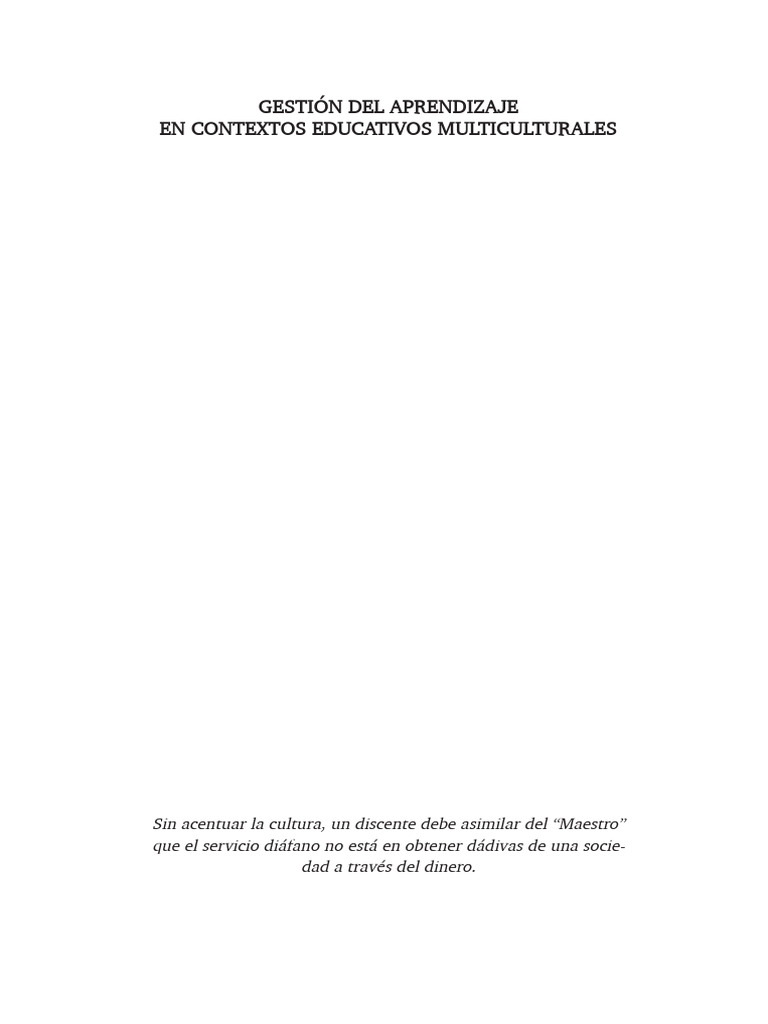 Gestión Del Aprendizaje en Contextos Educativos Multiculturales | PDF | Evaluación | Literatura
