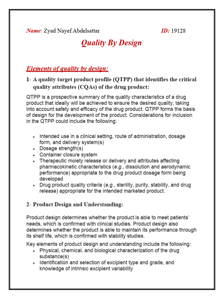 Quality by Design in Pharmaceuticals | PDF | Pharmaceutical Formulation ...