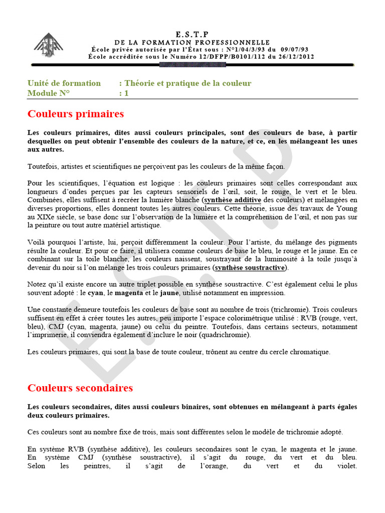 Théorie des couleurs : primaires à tertiaires | PDF | Rouge | Bleu