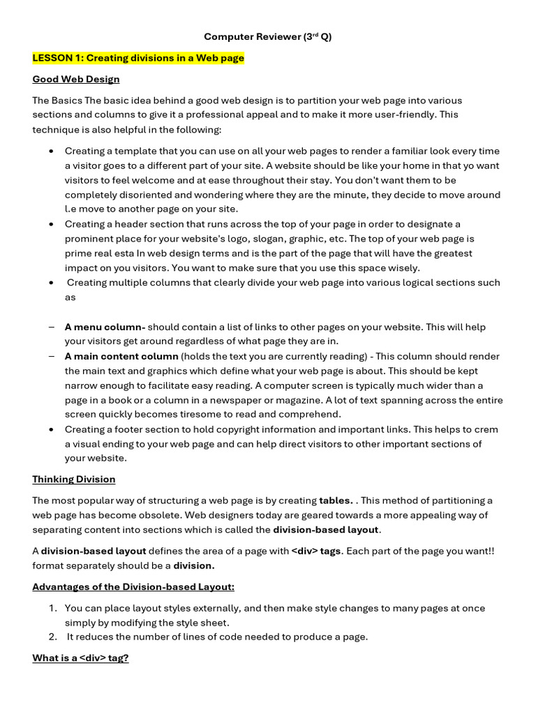 Computer Reviewer 3rd Q | PDF | Hyperlink | Html Element
