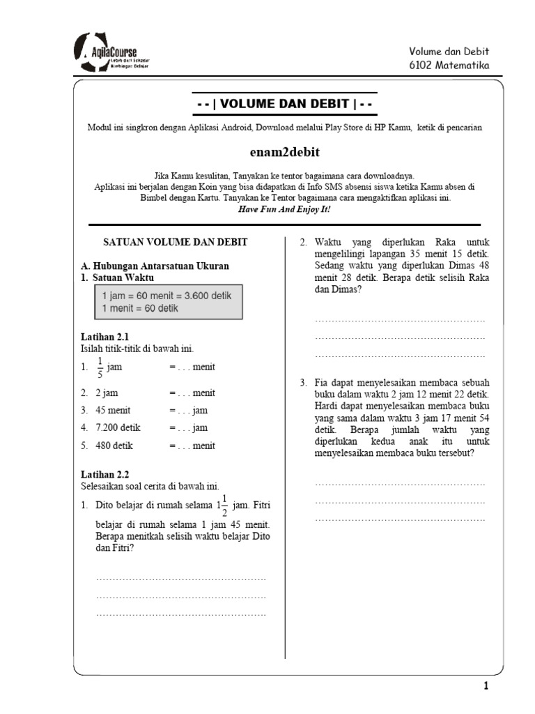 Matematika Bab 2 Volume Dan Debit | PDF