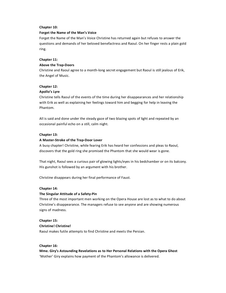 Chapters Phantom of The Opera | PDF