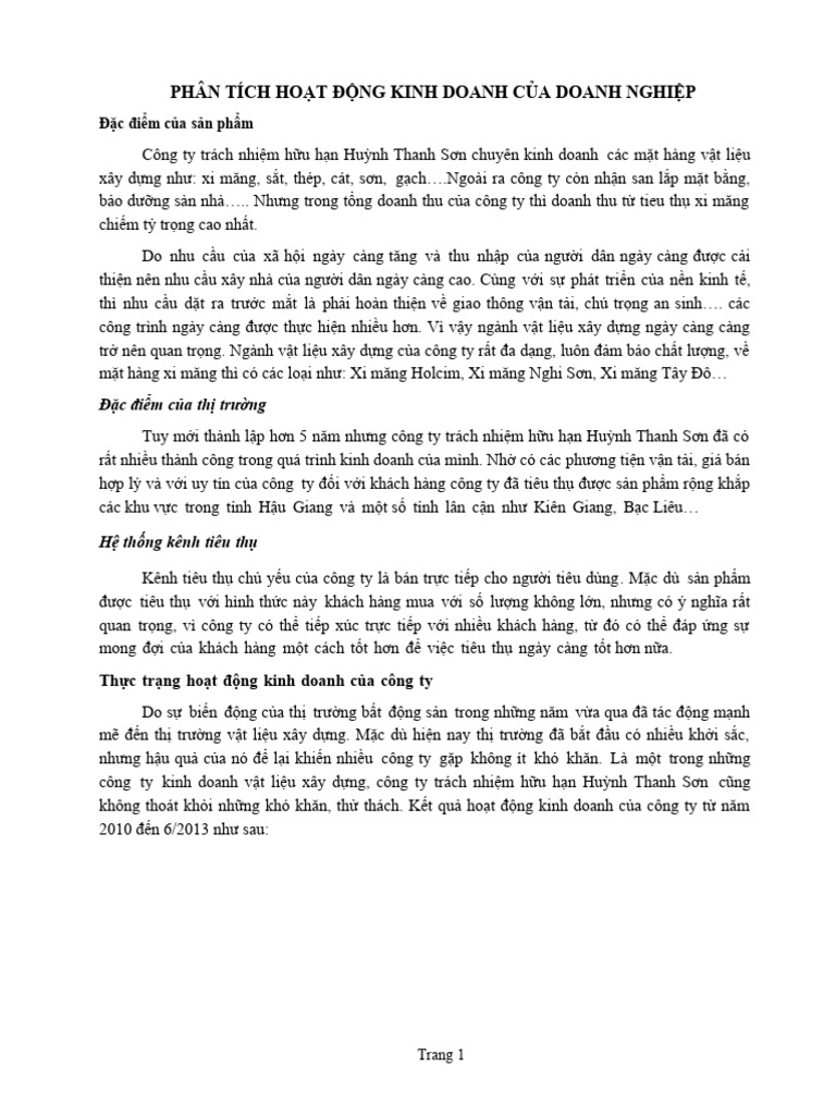 ĐAKD - Ho T Đ NG Kinh Doanh | PDF