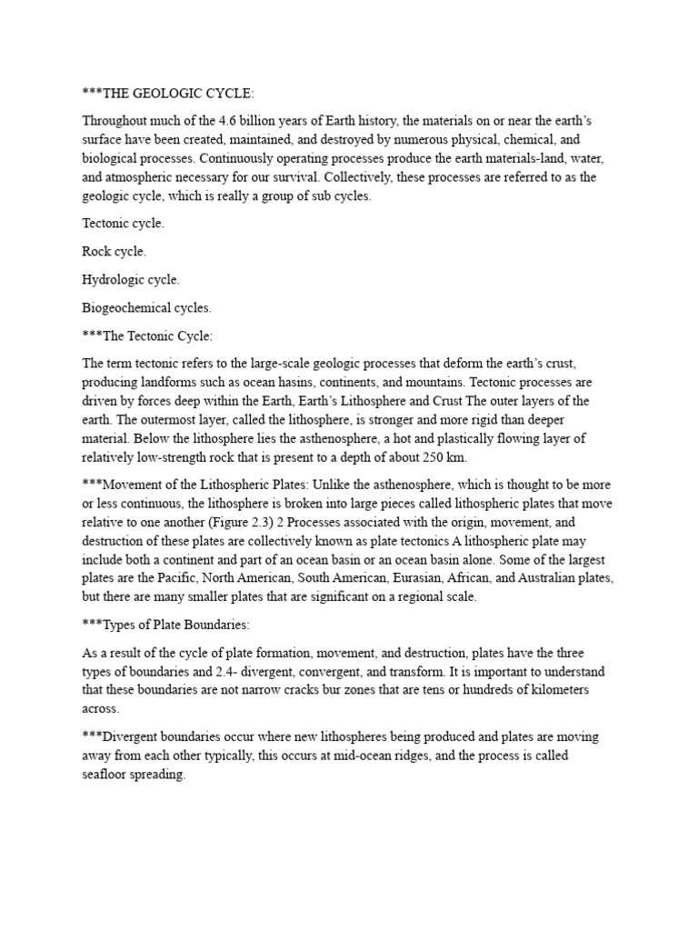 Geologic Cycle | Download Free PDF | Plate Tectonics | Earth Sciences