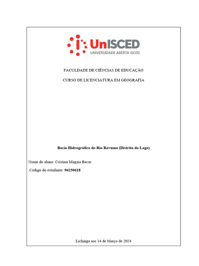 Bacia Do Rovuma | PDF | Bacia hidrográfica | Erosão