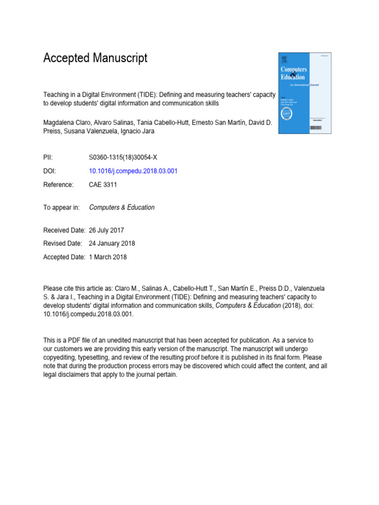 Accepted Manuscript: Computers & Education | PDF | Teachers | Educational Technology