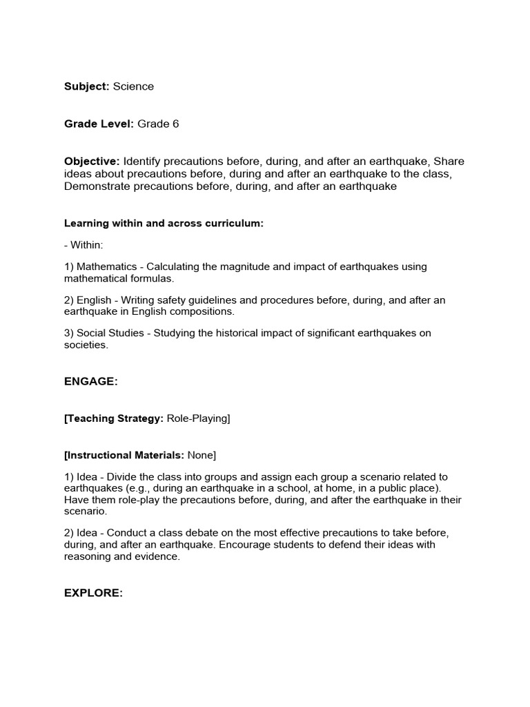 Lesson Plan | PDF | Emergency Management | Behavior Modification