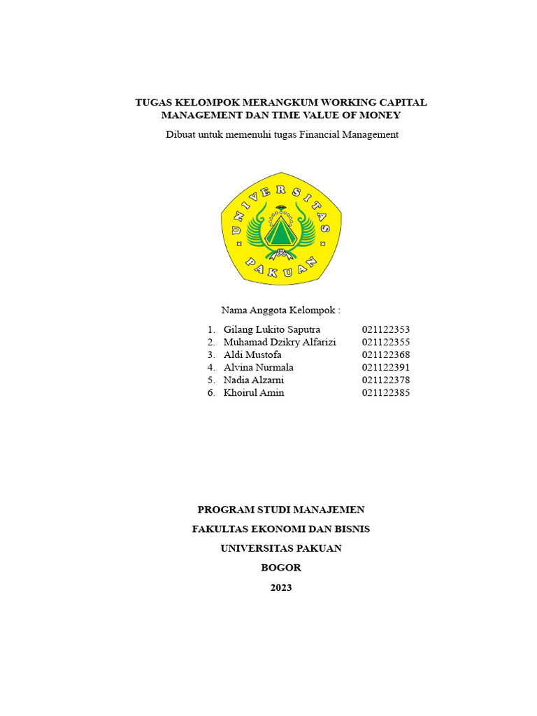 Tugas Kelompok Merangkum Working Capital Management Dan Time Value of Money | PDF