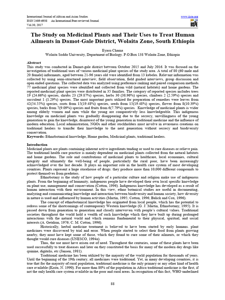 The Study On Medicinal Plants and Their Uses To Treat Human Ailments in ...