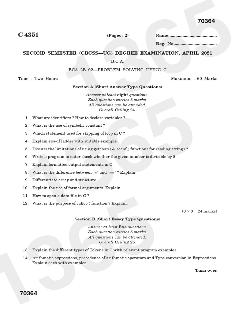 Problem Solving C Pdf Parameter Computer Programming Computer Science
