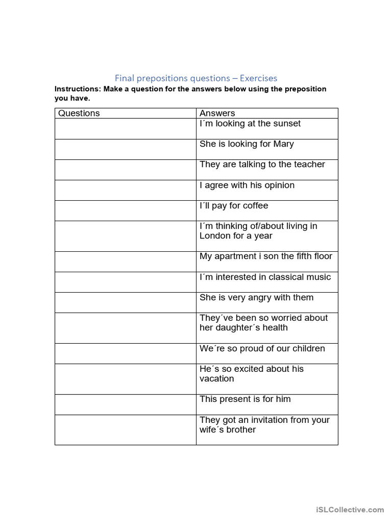 Final Prepositions Questions | PDF