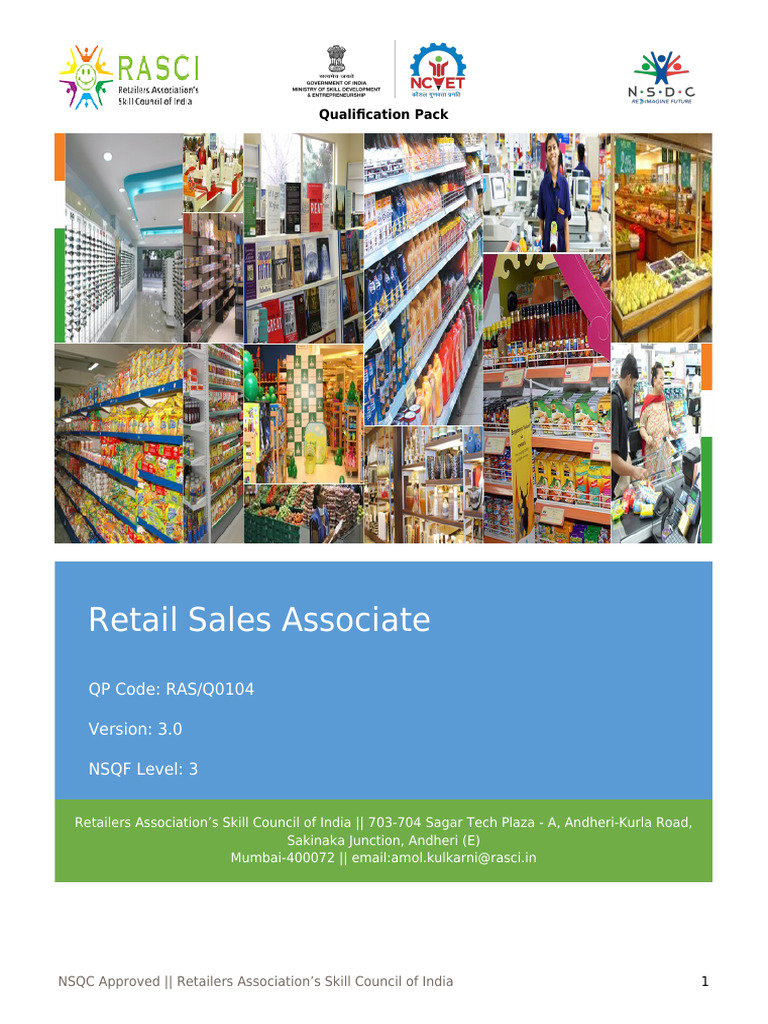 Retail Sales Associate Qualification Pack | PDF | Risk | Occupational ...