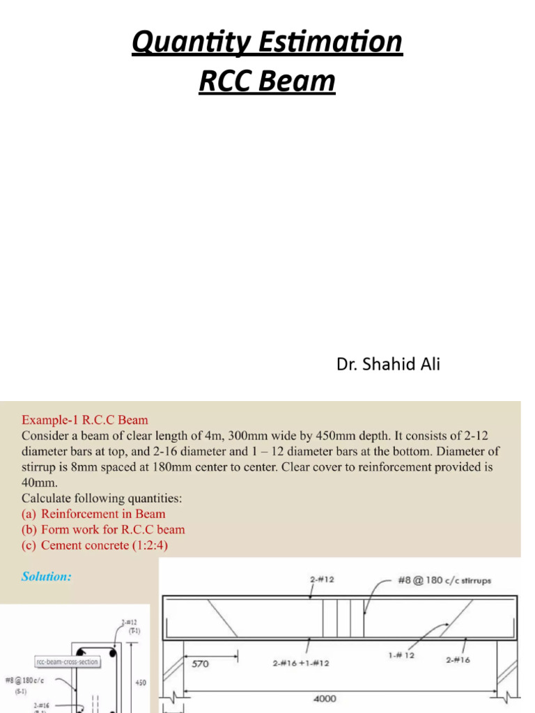 RCC Beam | PDF | Concrete | Volume