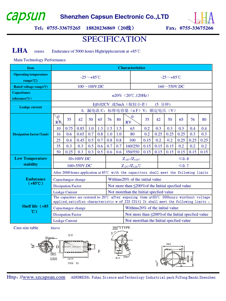 Capsun (Lug-Terminal) LHA Series | PDF | Capacitor | Computer Engineering