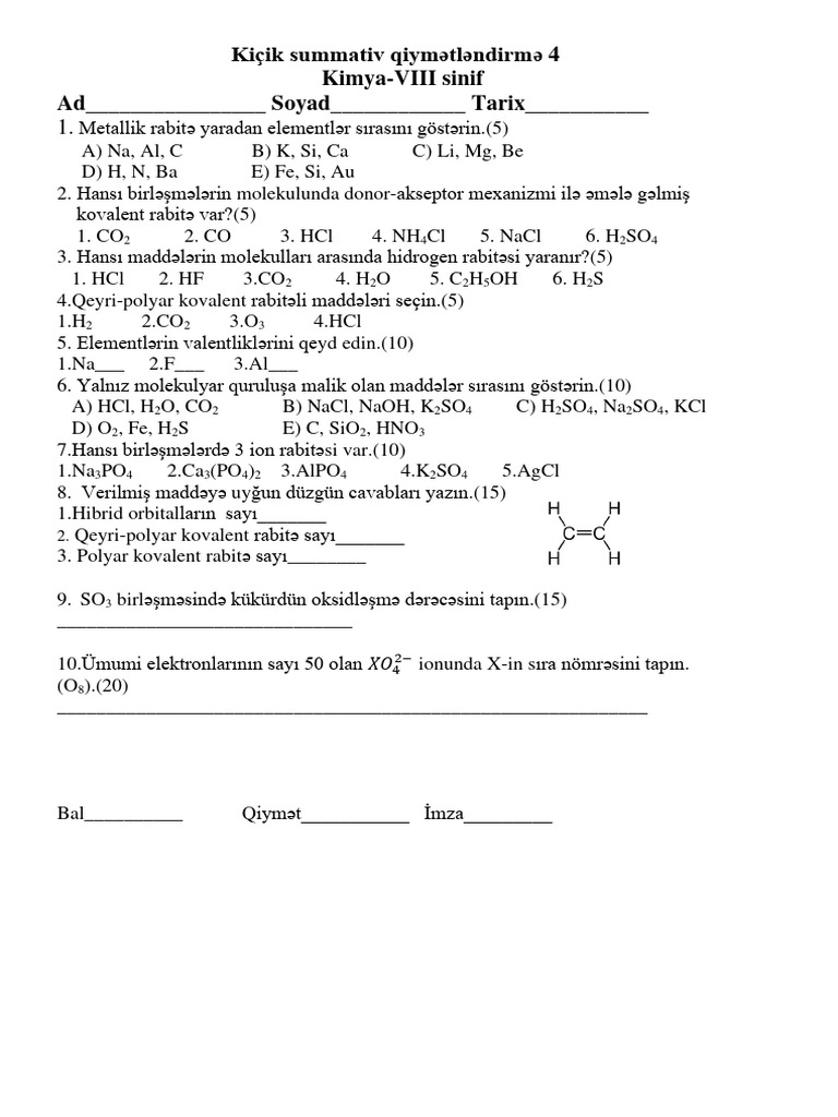 Ki̇mya Viii Si̇ni̇f KSQ 4 | PDF