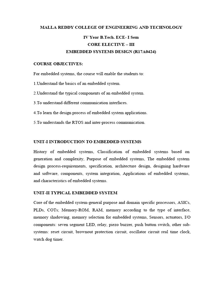 Embedded Systems Design1 | PDF | Embedded System | Microcontroller