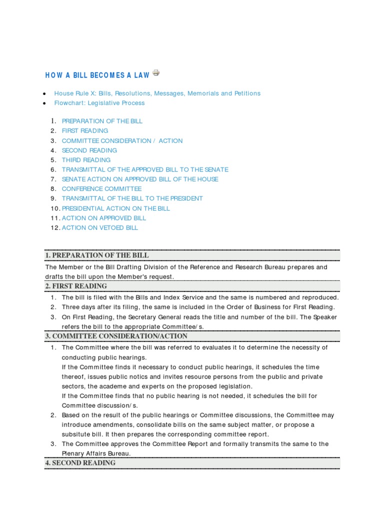 How A Bill Becomes A Law | PDF | Finance & Money Management | Law