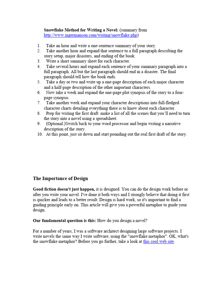 Snowflake Method | PDF | Books | Spreadsheet