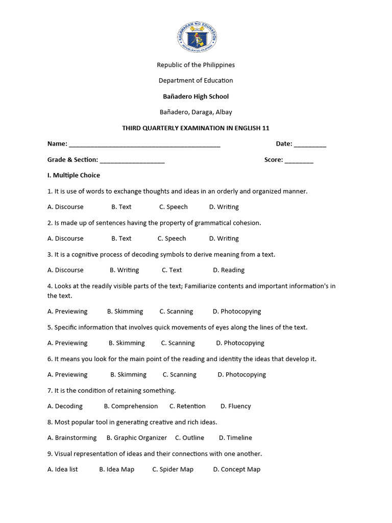 Exam Example | Download Free PDF | Information | Word