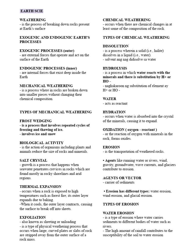 Earth Scie Reviewer Finals | PDF | Volcano | Erosion