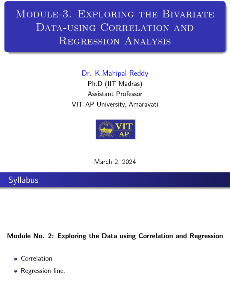 5-Correlation, Regression and Rank Correlation-08-03-2024 | PDF | Regression Analysis | Applied ...