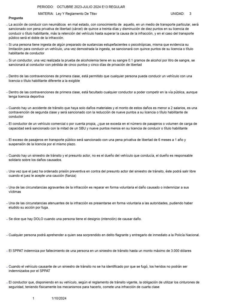 LEYES DE TRANSITO. Parcial 3 | PDF | Castigos | Mandato