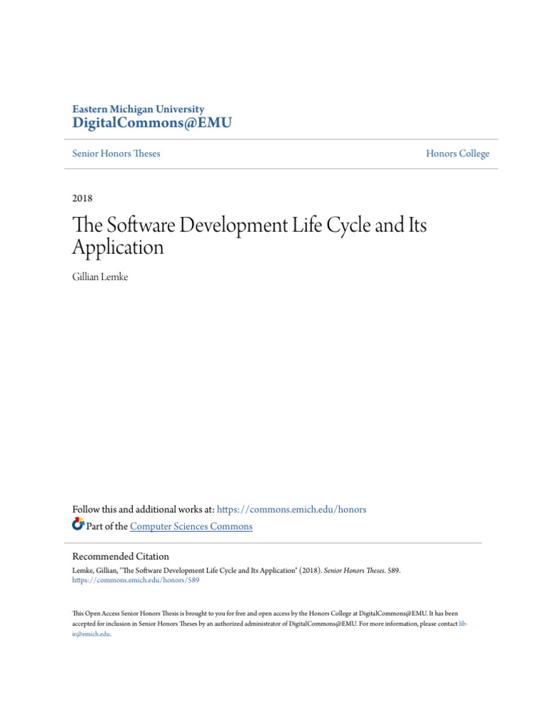 The Software Development Life Cycle and Its Application: Digitalcommons@Emu | Download Free PDF ...