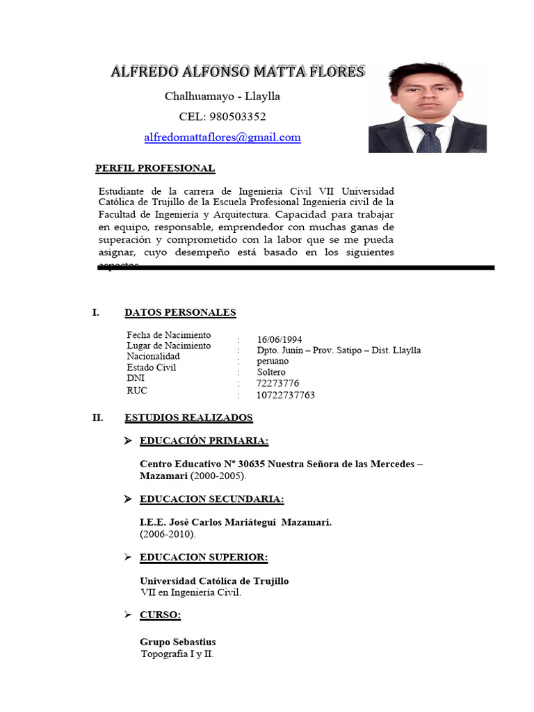 CV Matta Flores Alfredo | PDF