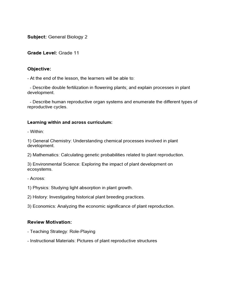 Lesson Plan-12 | PDF | Reproduction | Plant Reproduction