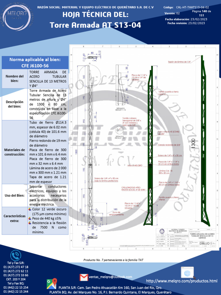 Torre Armada AT S13-04: Hoja Técnica Del | PDF | Tecnología